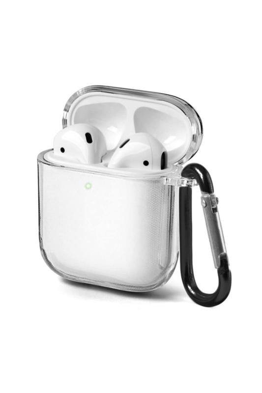 wumio Airpods1 Airpods2 互換 ソフトケース 透明 カラビナ付き TPUケース 本体保護 耐衝撃 キズ防止 クリア ワイヤレス充電 シリコン エアーポッズ カバー アクセサリーカラビナ付きサイズ：縦5.5cm x 横4...