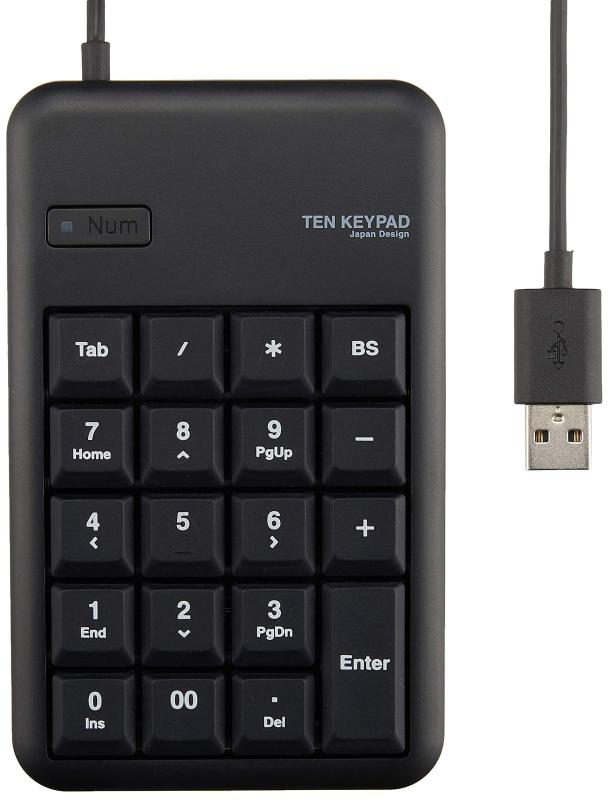エレコム テンキー 有線 メンブレン Sサイズ USBポート付 高耐久 ブラック TK-TCM014BKマウスなどのUSB機器を2台まで接続できる2ポートUSB2.0ハブが付いたコンパクトUSBテンキーパッドです。机上での省スペースに役立つ...