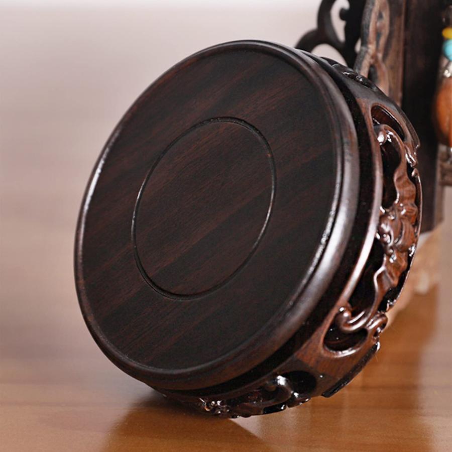 【絶妙な職人技】エボニーウッド製、ベースは彫刻のプロセスを使用し、明るく繊細な色、クリアな質感、ウッドベースは芸術作品です。【幅広い適応性】ベーススタンドは非常に実用的です。花瓶、植物、仏像、テーブルランプ、金魚鉢、壷などに適しています。小...