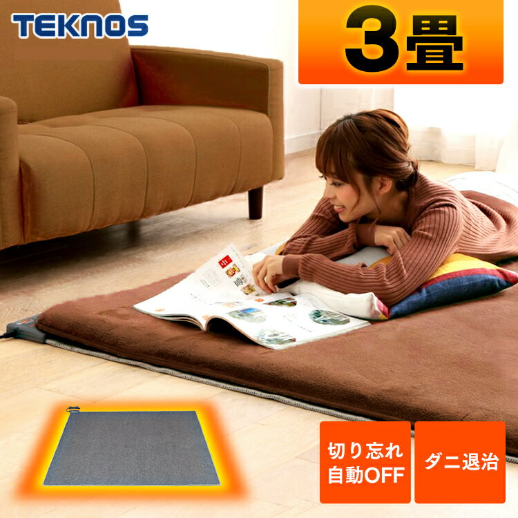 【大変人気商品のため、お取り置きは出来かねます。】 【ホットカーペット カーペット 暖房 冬】TEKNOS足元から暖める床生活のスタンダード！ ダニ退治機能付き＆折り畳み収納ができます。●商品サイズ（cm）：幅約195×高さ約235（3畳用...