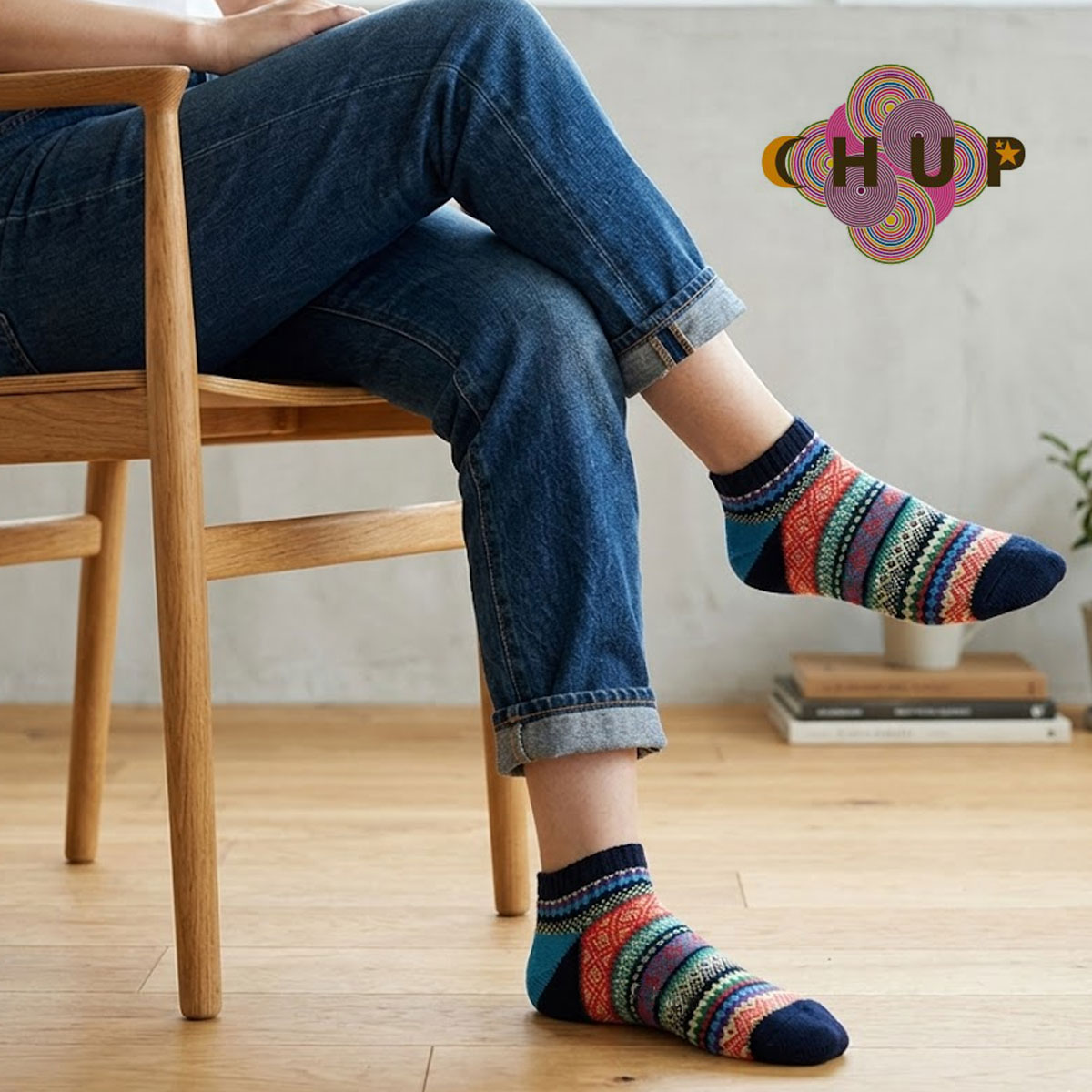 □ブランドCHUP（チュプ） □シリーズBLOMSTERFELT(ブロムスターフェルト) □素材綿、ナイロン、ポリウレタン □サイズS(23~25cm)M(25～27.5cm) □丈8cm(くるぶし下) □カラー・インクブルー・アイボリー・...