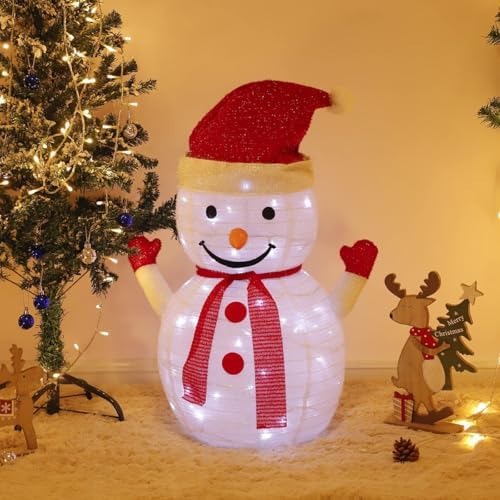 【クリスマス装飾 イルミネーション 電池式 LED雪だるまライト 屋外対応 折りたたみ可能 可愛い デコレーション 雪だるま ランタン ライト クリスマス雰囲気｜屋外でも楽しめる電池式LED雪だるまライト！クリスマスの雰囲気を簡単に演出】 ...