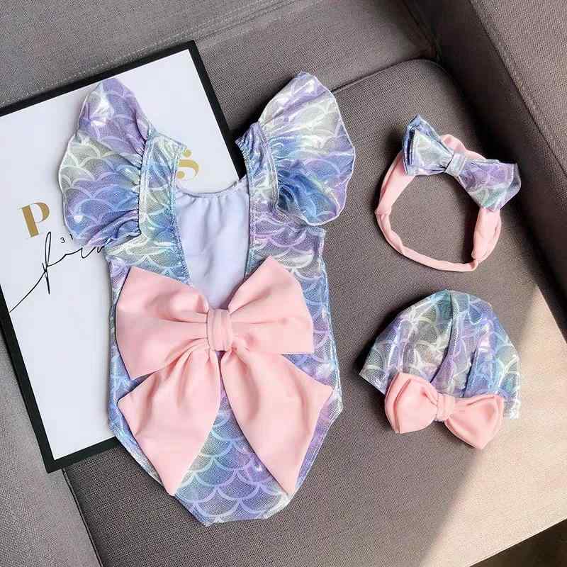 水着 キッズ 女の子 ワンピース プリンセス 人魚 スカート タイプ スイムウェア バタフライ 接触冷感 かわいい