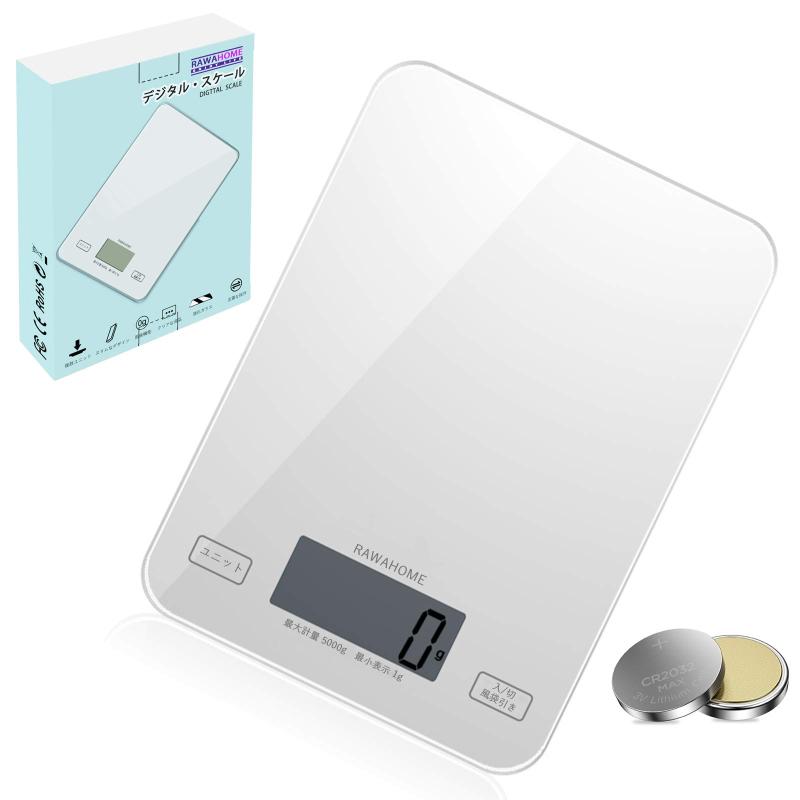 RAWAHOME デジタルスケール キッチン電子スケール 高精度センサー 1g~5kg 多機能 正確 シンプルなデザイン