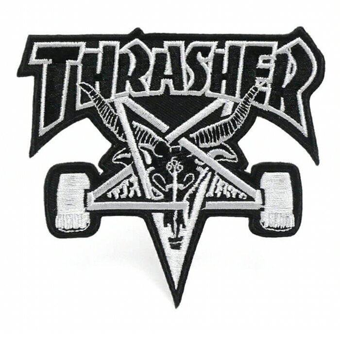 世界一のスケートボードメディア"THARSHER MAGAZINE"（スラッシャー・マガジン） THRASHER SK8 GOAT グラフィックがワッペンで登場。 裏地はアイロンワッペン仕様です。 Color : BLACK / GREY ...