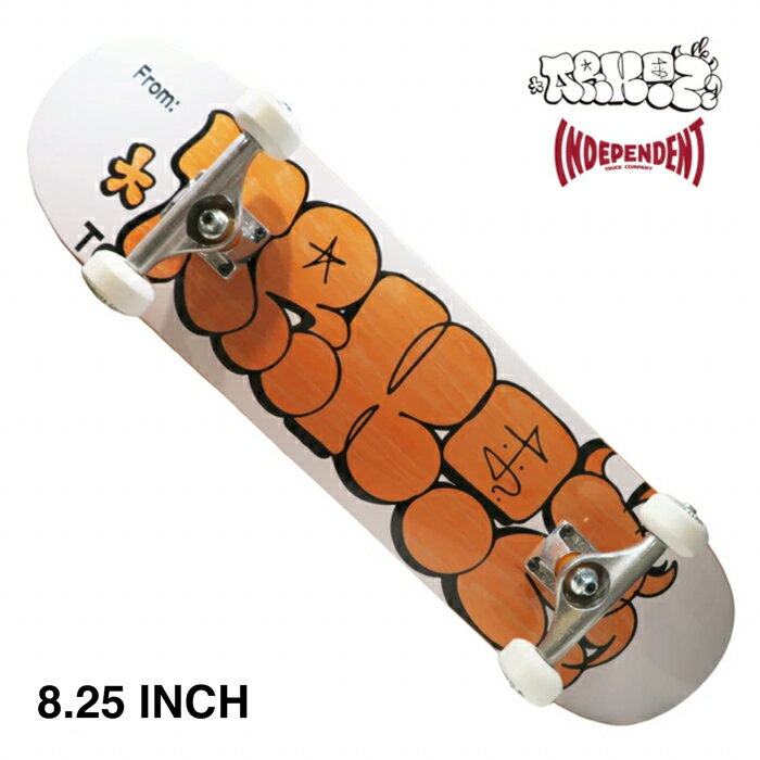 【デッキ】ARKTZ / THROW UP LOGO DECK / ORANGE 8.25"×31.75"インチ 【トラック】INDEPENDENT TRUCK 144HI 【ウィール】ARKTZ / 53mm / 99A / WHITE ...