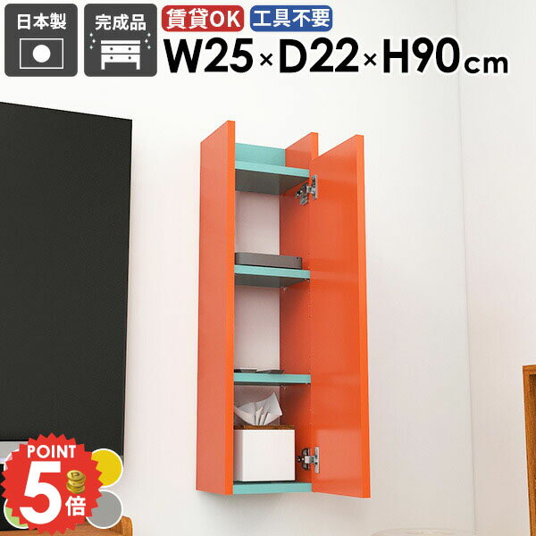 Mirai ウォールラックスキマDX 252290 ainoサイズ約幅250 奥行き220 高さ900 mm板厚：20 mm材質強化紙化粧合板カラーピンク/オレンジ/イエロー/グリーン/ブルー/グレーからお選び下さい。※モニターなどの閲覧環...