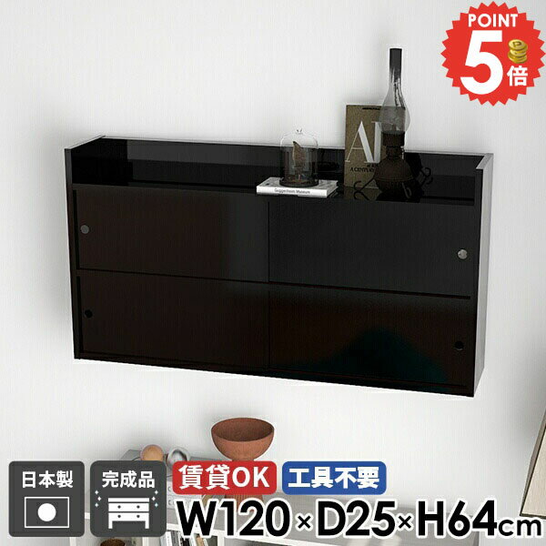 Mirai ウォールキャビ 引戸A 1202564 blackサイズサイズ：約幅1200 奥行き250 高さ640 mm内寸(上段)：約幅567 奥行き223 高さ236 mm内寸(下段)：約幅567 奥行き201 高さ236 mm板厚：2...