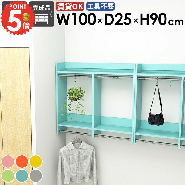 Mirai ウォールハンガーラック 1002590 ainoサイズ約幅1000 奥行き250 高さ900 mm板厚：20 mmパイプ：直径25 mm材質[本体]強化紙化粧合板[ハンガーパイプ]ステンレスカラーピンク/オレンジ/イエロー/グリ...