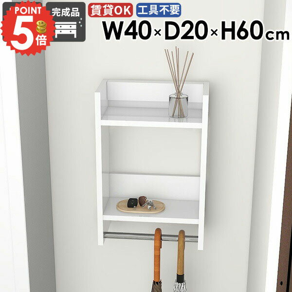 Mirai ウォールハンガーラック 402060 Nailサイズ約幅400 奥行き200 高さ600 mm板厚：22 mmパイプ：直径25 mm材質[本体]メラミン樹脂化粧合板[ハンガーパイプ]ステンレスカラーネイル(ホワイト)※モニターな...