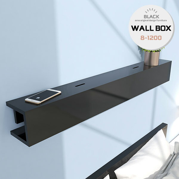 WallBox8 1200 BLACKサイズサイズ：約幅1200 奥行き141 高さ150 mm内寸：約幅1200 奥行き100 高さ112 mm(※中央に仕切り板あり)材質メラミン樹脂化粧合板カラーブラック※モニターなどの閲覧環境によって...
