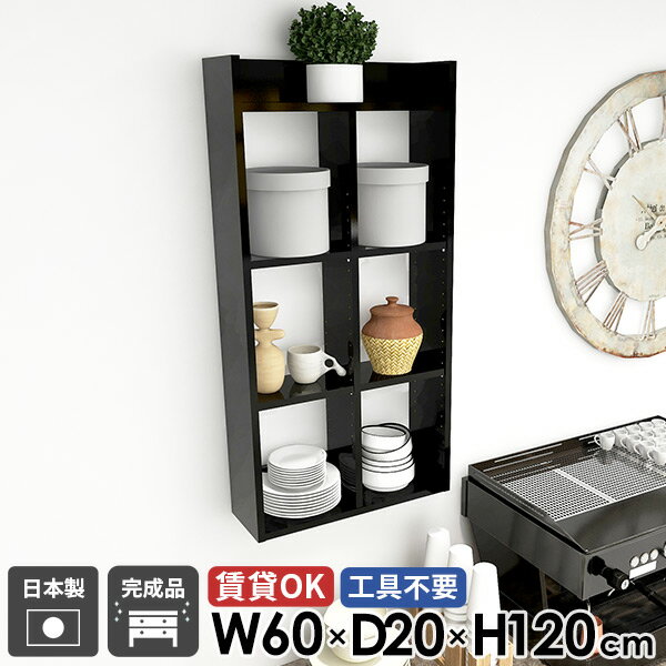 Mirai ウォールラックH 6020120 blackサイズサイズ：約幅600 奥行き200 高さ1200 mm板厚：22 mm材質メラミン樹脂化粧合板カラーブラック※モニターなどの閲覧環境によって、実際の色と異なって見える場合がございま...