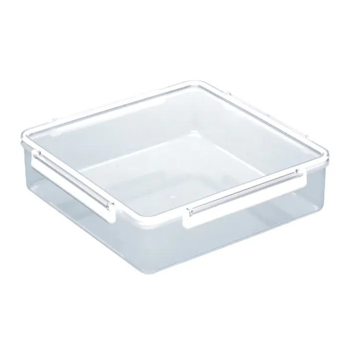 サイズ 252×252×68Hmm 材　質 【本体】ポリプロピレン 【フタ】AS 【留具】ポリプロピレン 【パッキン】シリコン 容　量 2.7L 耐熱温度 【本体、留具】120℃ 【フタ】80℃ 【パッキン】200℃ 中身の見やすいクリアー...