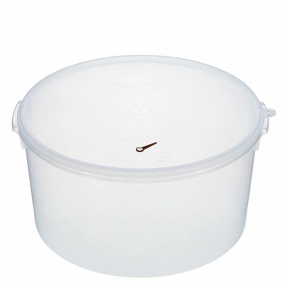 サイズ φ337×180Hmm 材　質 本体：ポリプロピレン フタ：ポリエチレン 容　量 13.0L 耐熱温度 本体/110℃ フタ/60℃ 日付メモリー付きのシール容器シリーズ。 丸型、角型、角深型、万能型、キープコップと種類豊富。