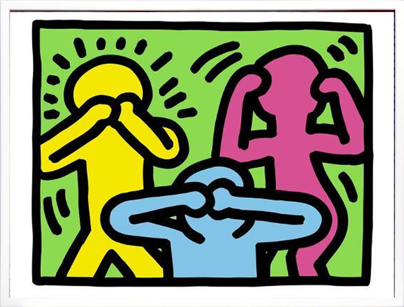 【商品名】 キース・ヘリング アートパネル アートフレーム付 壁掛け用 (絵は©Keith Haring Foundation. Licensed by Artestar New York. ジクレー版画・額縁は無垢材 塗装仕上げ) 【人物...