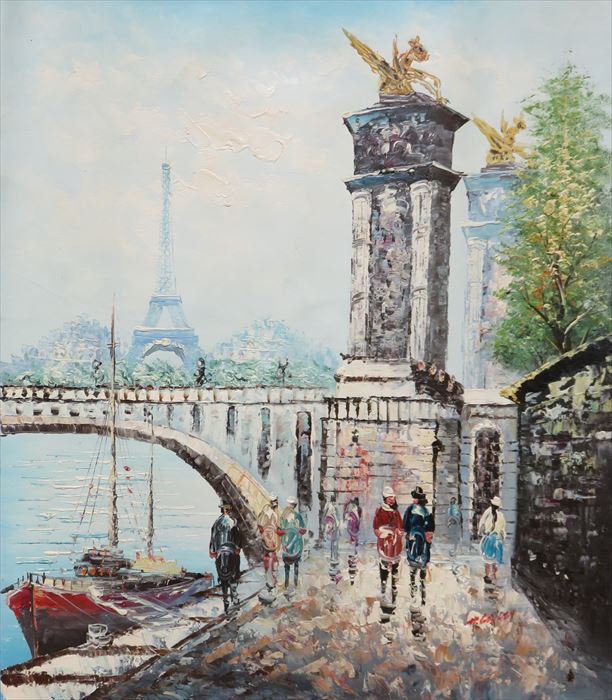 画家による油彩画です。 絵画サイズはF12号（50x61cm）、油彩額付（額指定）。 額縁見本は、カテゴリーの額縁見本をご覧下さい。 お気に入りの写真から、熟練した画家による絵画の受注制作を承っておりますので、お問い合わせ下さい。