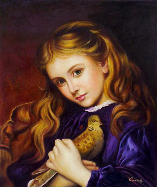 名作を画家が精巧に模写した油彩画です。 絵画サイズはF12号（50x61cm）、油彩額付（額指定）。 額縁見本は、カテゴリーの額縁見本をご覧下さい。　 ソフィエ・アンダーソン（Sophie Anderson　1823〜1903）　イギリスの...