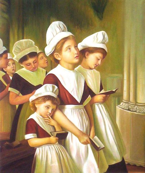 名作を画家が精巧に模写した油彩画です。 絵画サイズはF12号（50x61cm）、油彩額付（額指定）。 額縁見本は、カテゴリーの額縁見本をご覧下さい。　 ソフィエ・アンダーソン（Sophie Anderson　1823-1903）　イギリスの...