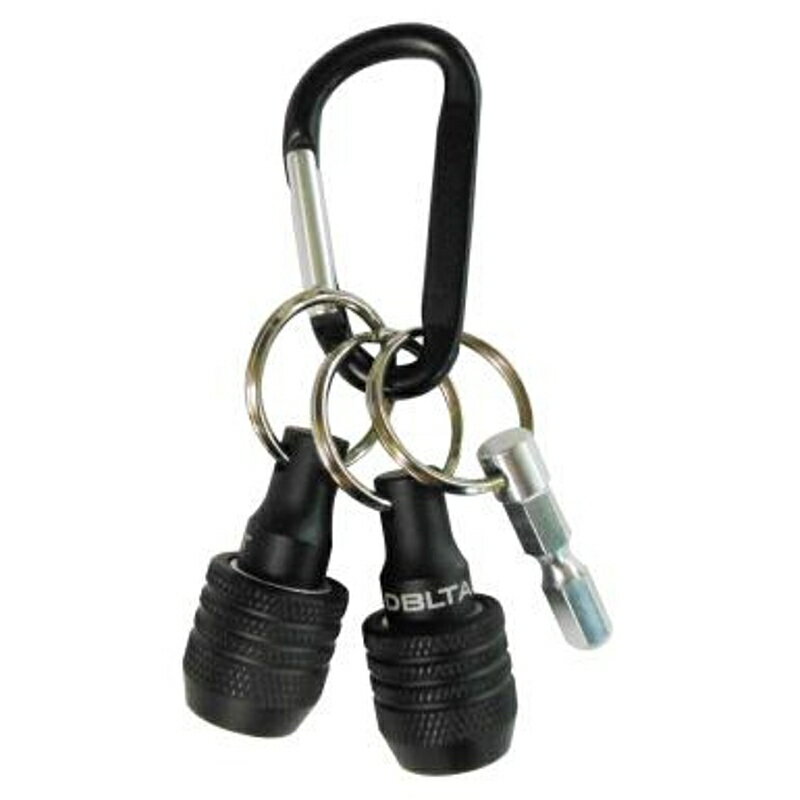 便利なキーアダプター＆カラビナ付！【特長】●6.35mm六角シャンクの各種先端工具の保持に！●持ちやすく操作性が上がる本体形状とローレット仕上げにより、手袋などを装着したままでもビットの着脱がしやすい！●アルミ軽量仕様！●差し込むだけでオー...