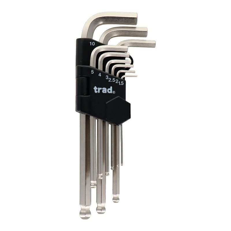 簡単にネジ穴をキャッチ！ 斜めからスムーズに廻せます～【セット内容】●1.5mm／2.0mm／2.5mm／3.0mm／4.0mm／5.0mm／6.0mm／8.0mm／10.0mm【材質】●レンチ:CR-V(クロームバナジウム鋼)●ホルダー:...