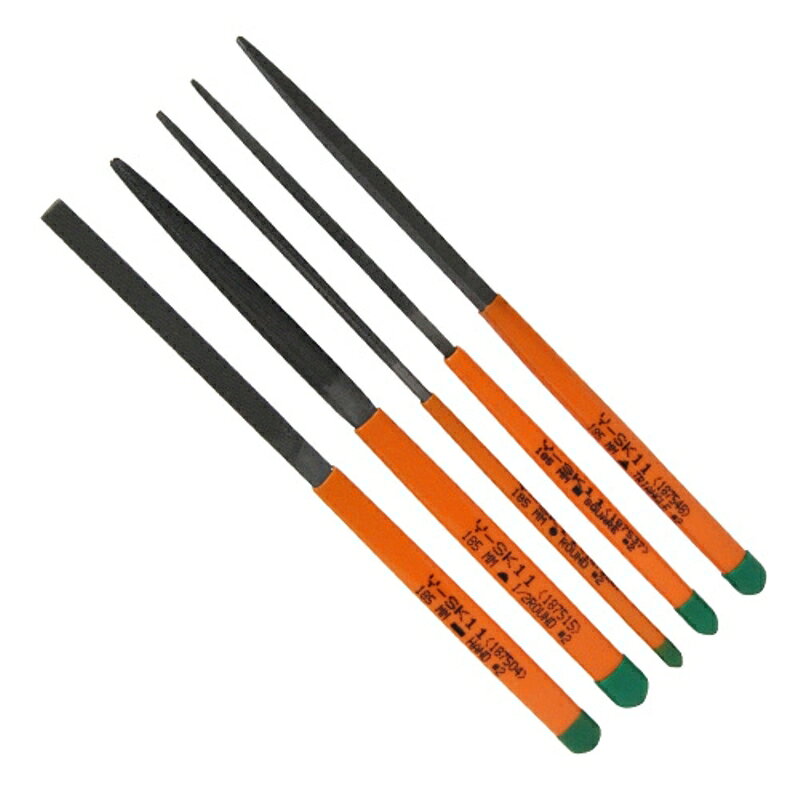 細工用ヤスリセット5本組です。■■■用途■■■細工用やすりセット。■■■機能・特徴■■■鉄を中心とする金属の小さな細工に使用します。■■■仕様■■■●5本組。●全長：185mm。●日本製。■■■注意事項■■■ヤスリ本体にカケ・ヒビ・ワレ・亀...