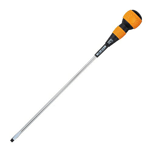 キャッチコピー弾力グリップで強力締め付けが可能なボールグリップドライバーです。用途各種マイナスネジの締め付け、緩め作業。特徴持ちやすく、力を込めやすい伝統的なドライバーです。超ロングサイズで奥深い箇所のネジ締めに最適です。刃先は、高精度のブ...