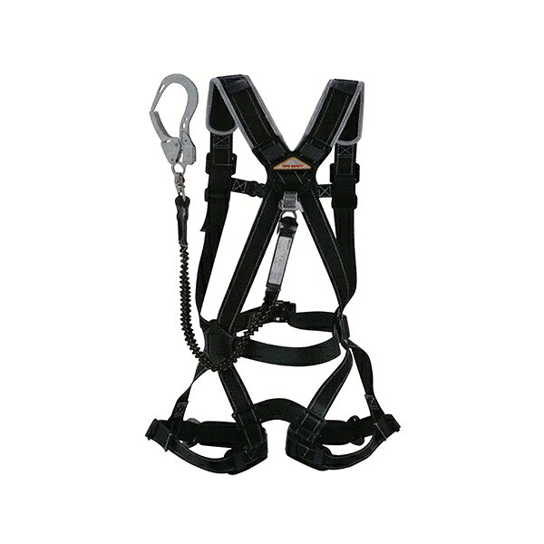 ■キャッチコピー厚生労働省「墜落制止用器具の規格」適合品です。■用途建設現場、工場等の高所作業で作業者の墜落を防止。■機能伸縮式シングルランヤード仕様です。肩パッドとふ太腿パッドで墜落時の負担を軽減します。■仕様●ランヤード長さ：1560m...