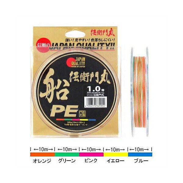 一瞬の魚信も逃さない好感度船PEライン伝衛門丸船PEが誕生!!!船の小物釣りからライトタックルでの大物釣りなど幅広くご使用頂ける最適バランス!!!【伝衛門丸】 メール便対応商品です。◆追跡サービス◆　差し出しからお届けまでの配送状況をご確認...