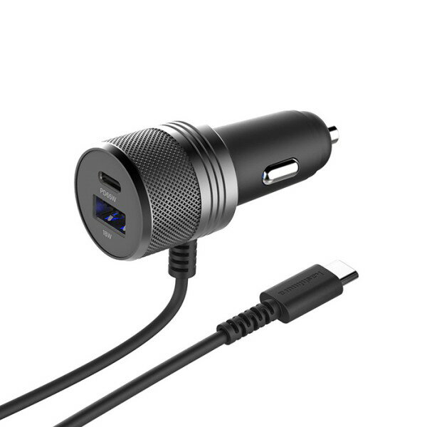 DC-077DC充電器 PD65W＋USB2ポートUSB PD(Power Delivery)規格対応。ケーブル直結-C/ 65W対応 + USB2ポート搭載。車のDCソケットを3口のUSB電源に変換・ケーブル直結 C：最大65W PD/P...