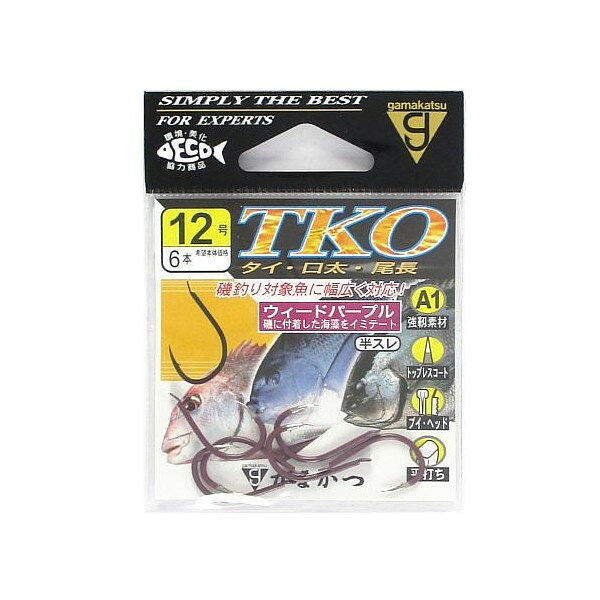 [環境美化協力商品]フトコロ強度8.6kgf重量262mg針号数： 12号カラー： ウィードパープル線径： φ1.16mmその他特徴： 6本入代表対象魚： タイ(鯛)代表対象魚(詳細)： 尾長JANコード：4549018369717メーカー...