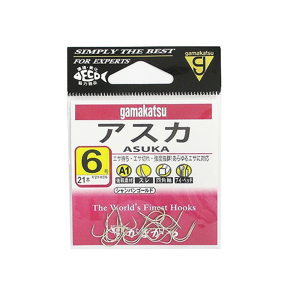 [環境美化協力商品]フトコロ強度2.0kgf重量28.0mg針号数： 6号カラー： シャンパンゴールド線径： φ0.51mmその他特徴： 21本入代表対象魚： ヘラブナJANコード：4549018361681メーカー名：がまかつ商品名：A1...