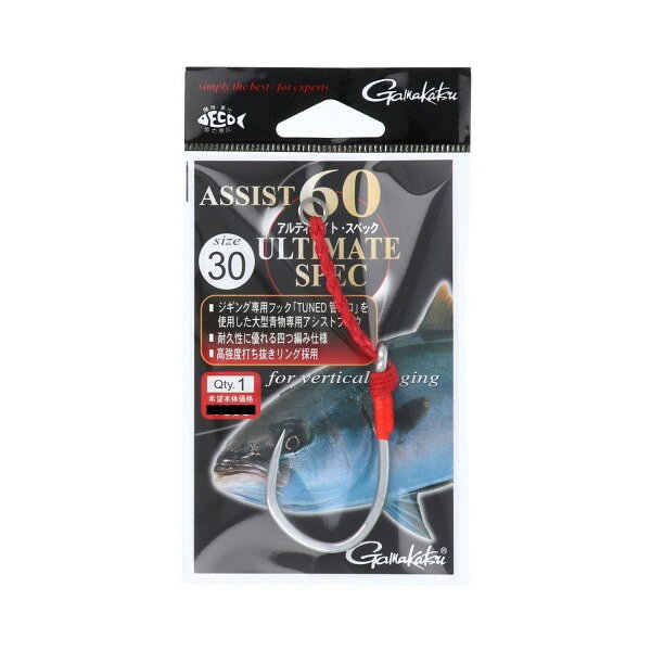 カラー： シルバーサイズ： 30号入数： 1本PE： 30号代表対象魚(詳細)： 大型青物JANコード：4549018363753メーカー名：がまかつ商品名：アシスト 60 アルティメイト スペック 30号 シルバー [67134]※ 商品...