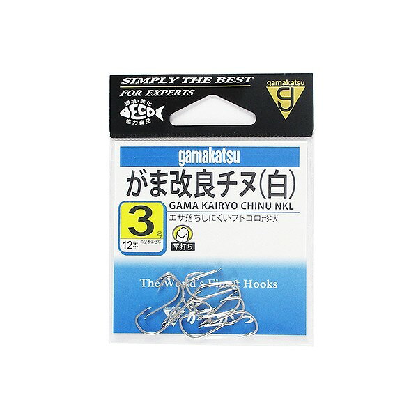 [環境美化協力商品]針号数： 3号カラー： 白その他特徴： 12本入代表対象魚： クロダイ(黒鯛)JANコード：4549018316018メーカー名：がまかつ商品名：がま改良チヌ 3号 白※ 商品・パッケージは予告なく仕様変更する場合があり...
