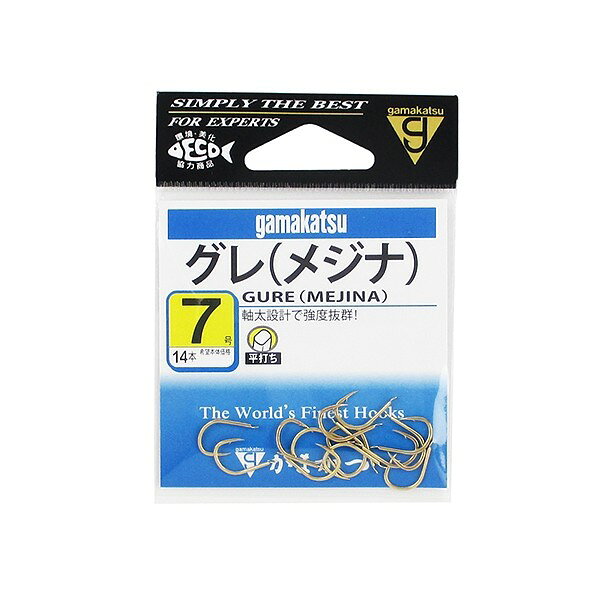 [環境美化協力商品]針号数： 7号カラー： 金その他特徴： 14本入釣り方、フィールド： 磯釣り(上物)代表対象魚： メジナ(眼仁奈)・グレJANコード：4549018312546メーカー名：がまかつ商品名：グレ メジナ 7号 金※ 商品・...