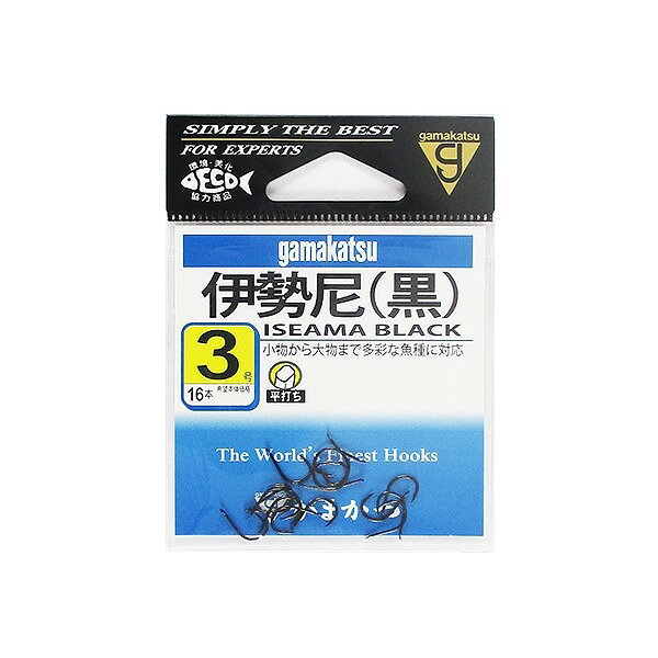 [環境美化協力商品]針号数： 3号カラー： 黒その他特徴： 16本入JANコード：4549018311150メーカー名：がまかつ商品名：伊勢尼 3号 黒※ 商品・パッケージは予告なく仕様変更する場合があります。※ 掲載画像はすべてイメージで...