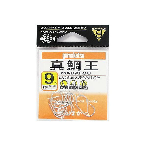 [環境美化協力商品]針号数： 9号カラー： 銀線径： φ0.99mmその他特徴： 13本入代表対象魚： タイ(鯛)JANコード：4549018353341メーカー名：がまかつ商品名：真鯛王 9号 銀※ 商品・パッケージは予告なく仕様変更する...