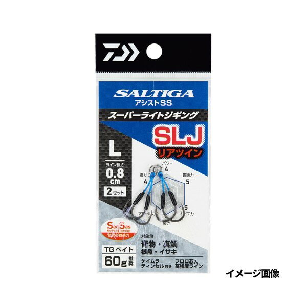 サイズ： L入数： 2セット推奨ジグサイズ： TGベイト60gJANコード：4550133351778メーカー名：ダイワ商品名：Daiwa ソルティガアシストSS SLJ リアツイン L※ 商品・パッケージは予告なく仕様変更する場合がありま...