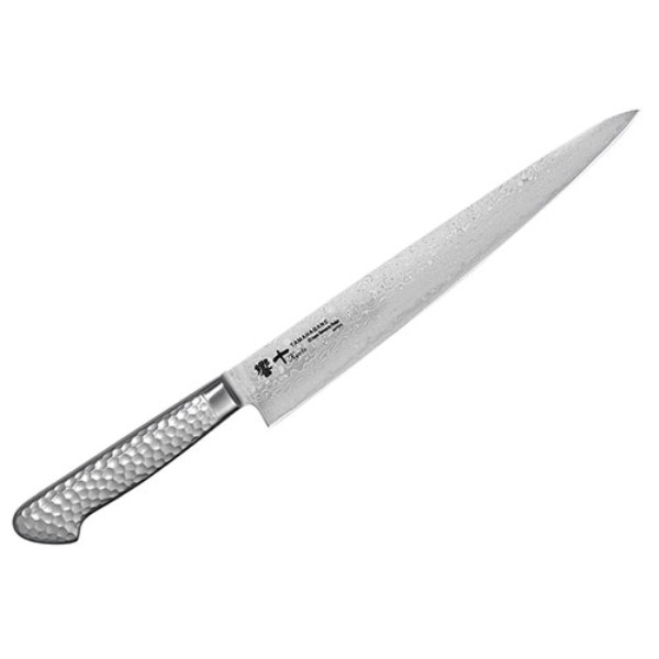 63層ダマスカス鋼の刃に、ステンレスモナカハンドルを備えたシリーズです。肉の筋引(除去)、ローストビーフやハムなどのスライス。■商品説明63層ダマスカス鋼の刃に、ステンレスモナカハンドルを備えたシリーズです。肉の筋引(除去)、ローストビーフ...