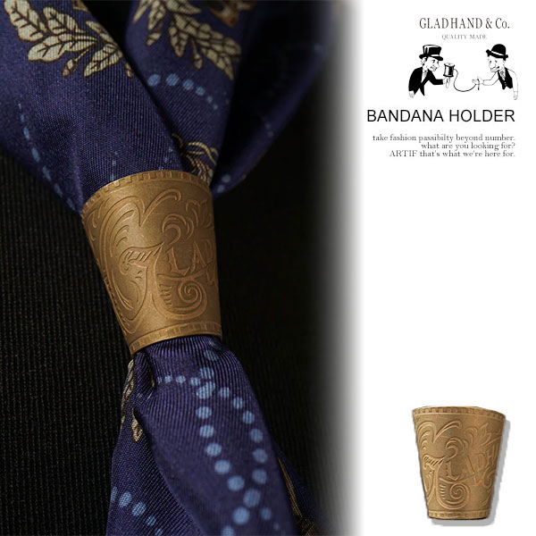 　商品説明 GLAD HAND(グラッドハンド) ●商品説明 LEAF柄のGLADHANDロゴが落とし込まれた オリジナルバンダナホルダー。 首元にバンダナやスカーフを取り入れるスタイリングに アクセントを添えます。 ●素材 真鍮 メーカー...