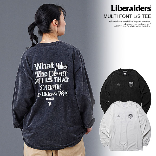 　商品説明 Liberaiders リベレイダース ●商品説明 6.0ozの天竺を使用したL/S Tシャツ。 全体を起毛させ、色を退色させるフロスト加工を施しており、 肌触りが良く ヴィンテージライクな仕上がりになっています。 複数のフォン...