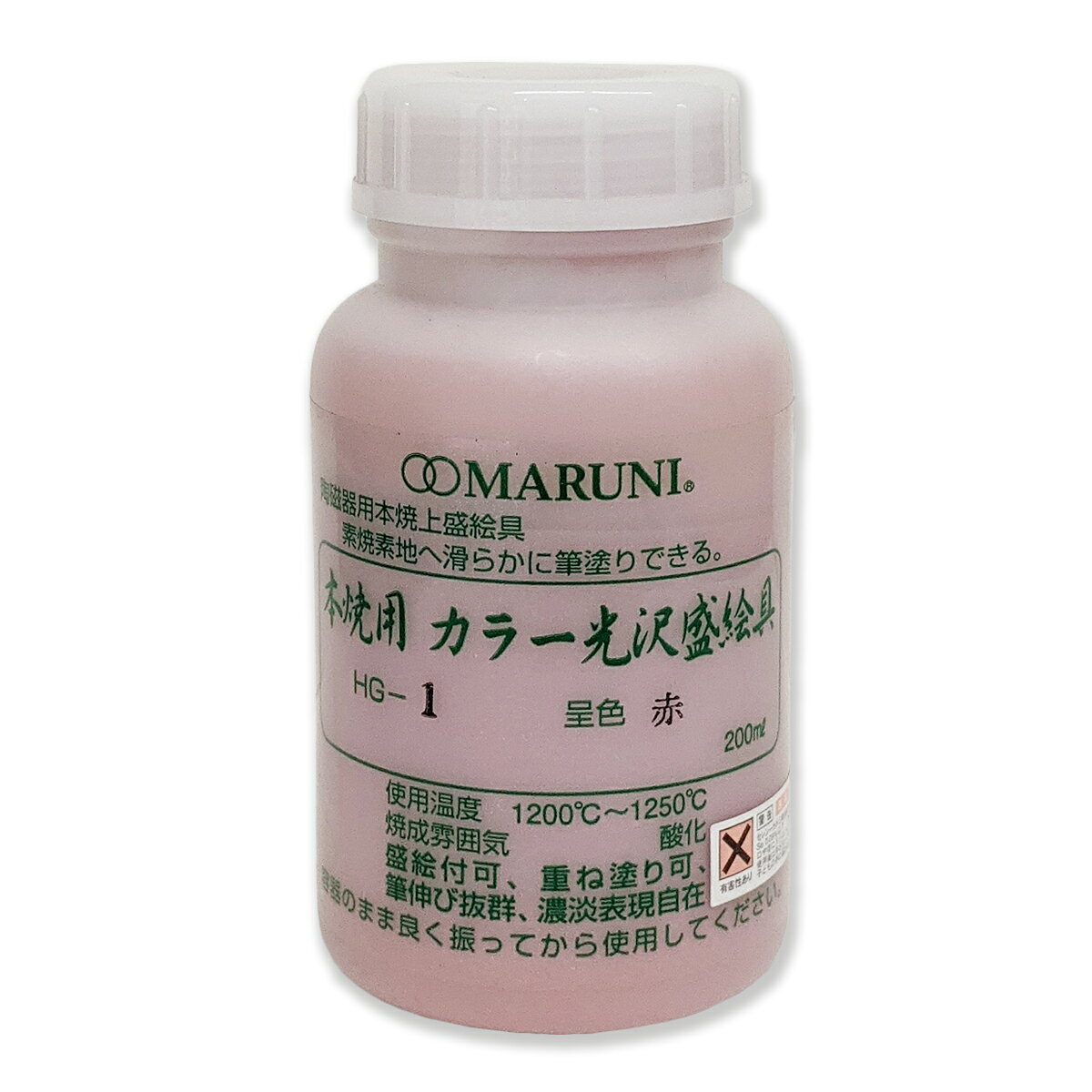 容量：200mL 焼成雰囲気：酸化 焼成温度：1200℃〜1250℃ 素焼素地への盛絵付けや筆塗りができる絵の具感覚の本焼き用釉薬です。 白盛転写(一珍)に盛絵具として彩色できます。 本焼専用黒線クレヨン(CS-100B 当店商品番号077...