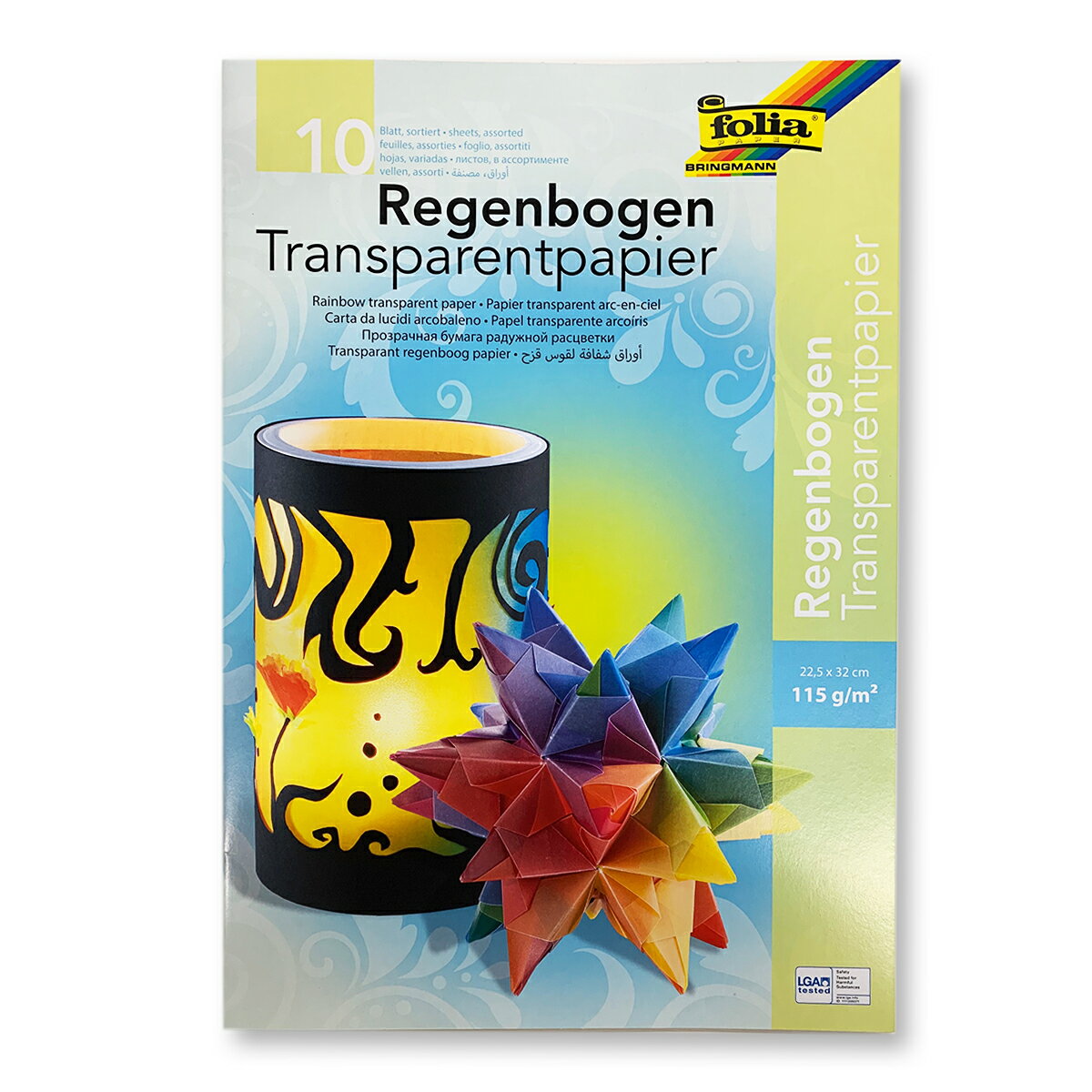 サイズ：185×297mm ※レインボウの色味はアソートのため選べません。 トランスパレントペーパーはツヤと張りのある半透明の紙です。 光を通すので、窓辺に重ねると、きれいな色が生まれます。 折り紙の要領でつくったパーツを貼り合わせてつくる...