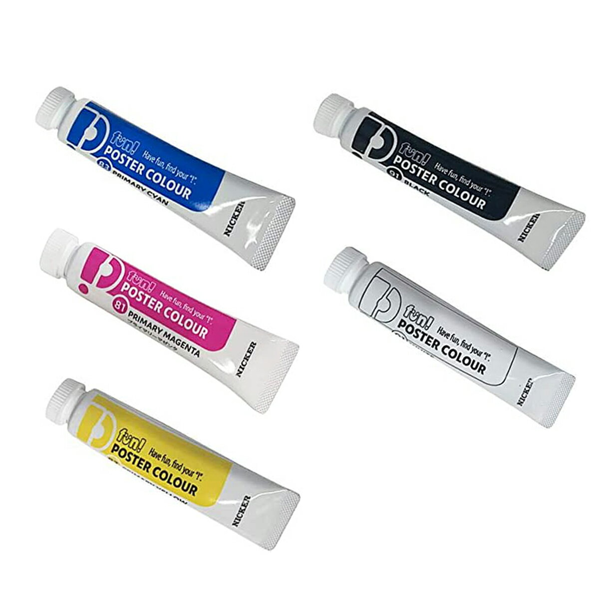 セット内容 ホワイト(PN01) ブラック(PN91) プライマリーマゼンタ(PN81) プライマリーイエロー(PN82) プライマリーシアン(PN83) 容量：各色12ml (ラミネートチューブ) 色彩や混色の勉強に、3原色とホワイト、ブ...