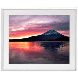 油絵 絵画 直筆仕上げ 富士山 （2） アートフレーム：色シルバー サイズ 額入りL 641×531mm 【布キャンバス・額表面保護板】 油彩 風景画 オリジナルインテリア絵画 風水画 絵画 販売 インテリア 油絵 油彩 壁掛け 複製画 風...