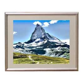 油絵 絵画 直筆仕上げ 初夏-マッターホルン- アートフレーム：色シルバー サイズ 額入りS 310×260mm 【布キャンバス・額表面保護板】 油彩 風景画 オリジナルインテリア絵画 風水画 絵画 販売 インテリア 油絵 油彩 壁掛け 複...