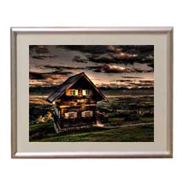 油絵 絵画 直筆仕上げ サンブレット丘から アートフレーム：色シルバー サイズ 額入りS 310×260mm 【布キャンバス・額表面保護板】 油彩 風景画 オリジナルインテリア絵画 風水画 絵画 販売 インテリア 油絵 油彩 壁掛け 複製画...