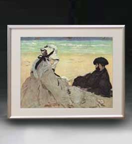 油絵 絵画 直筆仕上げ マネ 海辺にて アートフレーム サイズ 額入りM 【油彩 布キャンバス 国内生産】 絵画 販売 風景画 511×418mm 複製画 送料無料 プレゼント ギフト 開店祝い 開業祝い 退職祝い 新築祝い リビング 玄関...