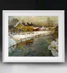 油絵 絵画 直筆仕上げ フリット・タヴロー 雪の中の運河コテージ アートフレーム サイズ 額入りL 【油彩 布キャンバス 国内生産】 絵画 販売 風景画 641×531mm 複製画 送料無料 絵画 販売 インテリア 油絵 油彩 壁掛け 複製...