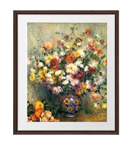 油絵 絵画 直筆仕上げ ルノワール Vase of Chrysanthemums アートフレーム サイズ 額入りL：ブラウン 【油彩 布キャンバス 国内生産】 絵画 販売 静物画 651×541mm 複製画 送料無料 (ルノアール) 絵画 ...