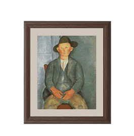 油絵 絵画 直筆仕上げ モディリアーニ 小さな農夫 アートフレーム サイズ 額入りS：ブラウン 【油彩 布キャンバス 国内生産】 絵画 販売 人物画 321×271mm 複製画 送料無料 絵画 販売 インテリア 油絵 油彩 壁掛け 複製画 ...